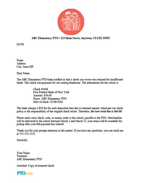 Bounced Check Letter Pto Today