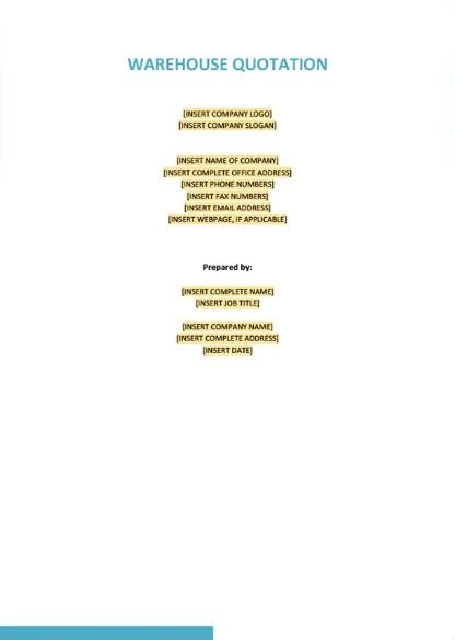 Warehouse Quotation Template Prewrite
