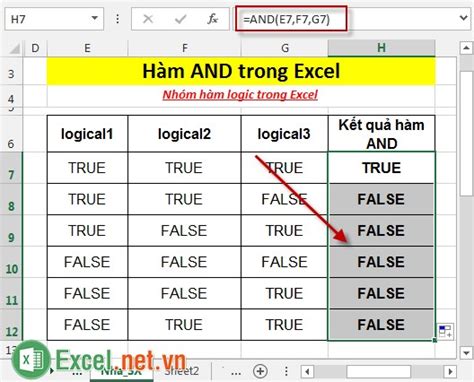 Hàm And Hàm Trả Về Giá Trị Logic True Nếu Tất Cả Các đối Số Là True