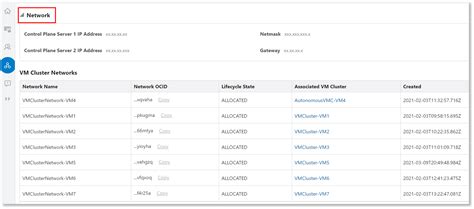 Exadata Infrastructure Home Page