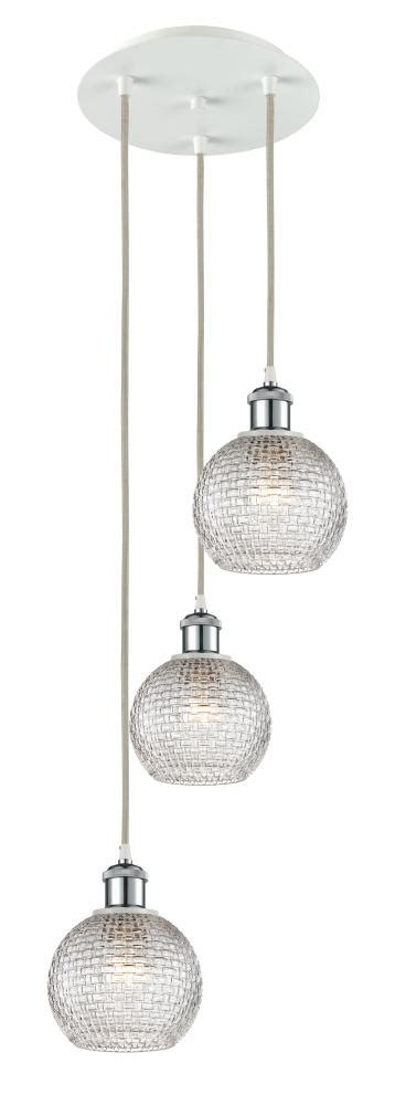 Athens 3 Light 12 Inch White Polished Chrome Cord Hung Multi