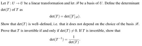 Solved Let T U Ube A Linear Transformation And Let B Be A Chegg Com