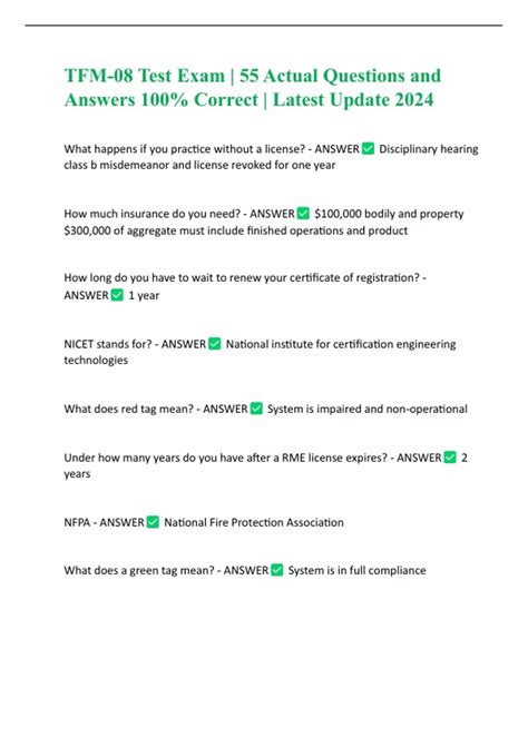 Tfm 08 Test Exam 55 Actual Questions And Answers 100 Correct Latest Update 2024 Tfm 08
