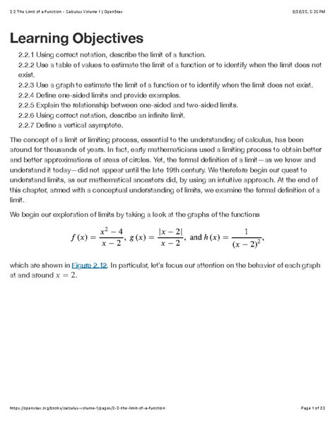 The Limit Of A Function Calculus Volume 1 Chapter 22 Studocu
