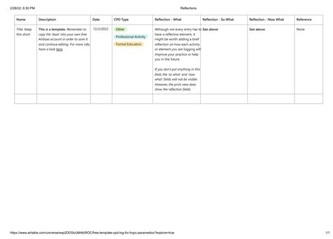 Free Template CPD Log For HCPC Paramedics And NQPs Article