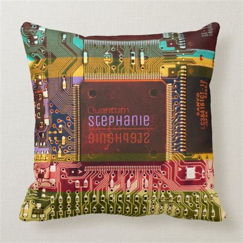Geek Rainbow Circuit Board Throw Pillow