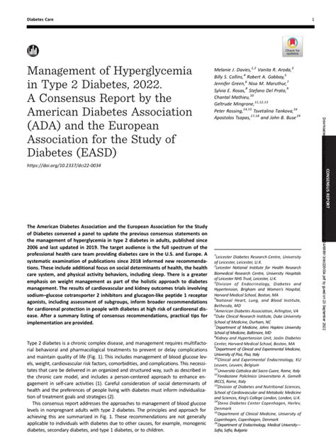 Management Of Hyperglycemia In Type 2 Diabetes 2022 A Consensus