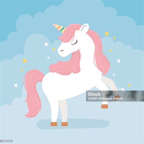 유니콘 핑크 헤어 스타 장식 판타지 마법의 꿈 귀여운 만화 귀여운에 대한 스톡 벡터 아트 및 기타 이미지 귀여운 꿈꾸기