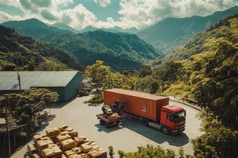 Scene Of Cargo Unloading From Truck Different Types Of Cargo Premium