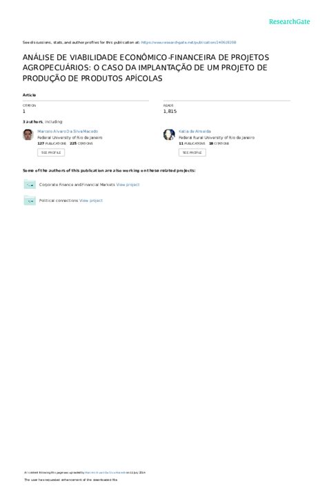 Pdf AnÁlise De Viabilidade EconÔmico Financeira De Projetos