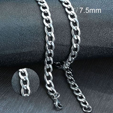 Vnox Men S Cuban Link Chain Necklace Stainless Steel Black Gold Color