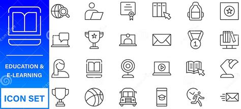 Education Line Icons Collection Big Ui Icon Set In A Flat Design Thin Outline Icons Pack Stock