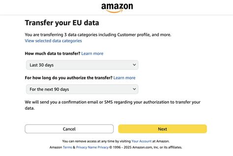 User Transfer Preferences Amazon Data Portability