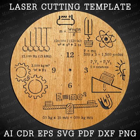 Physics Clock Laser Cut Files Svg Vector File Ai Cdr Dxf Eps Pdf Png