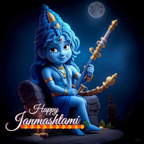 Premium Ai Image Happy Janmashtami Jai Shri Krishna