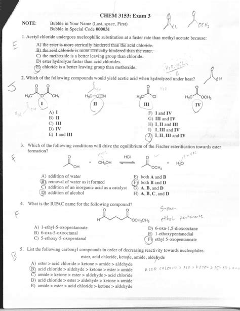 23 Questions In Exam 3 Organic Chemistry Ii Chem 3153 Docsity