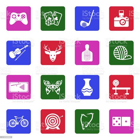 愛好圖示設置2廣場上的白色平面設計向量插圖向量圖形及更多brand Name Video Game圖片 Brand Name Video