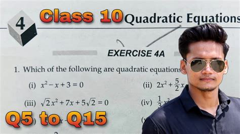 Quadratic Equations Ex A Q To Q Class RS Aggarwal Chapter CBSE Rajmith YouTube