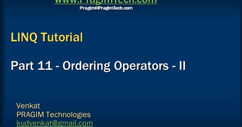 Sql Server Net And C Video Tutorial Part 11 Ordering Operators In Linq Ii