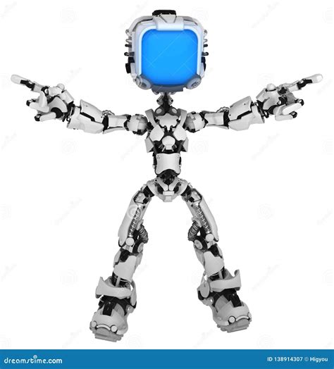 Live Screen Robot Sides Pointing Stock Illustration Illustration Of