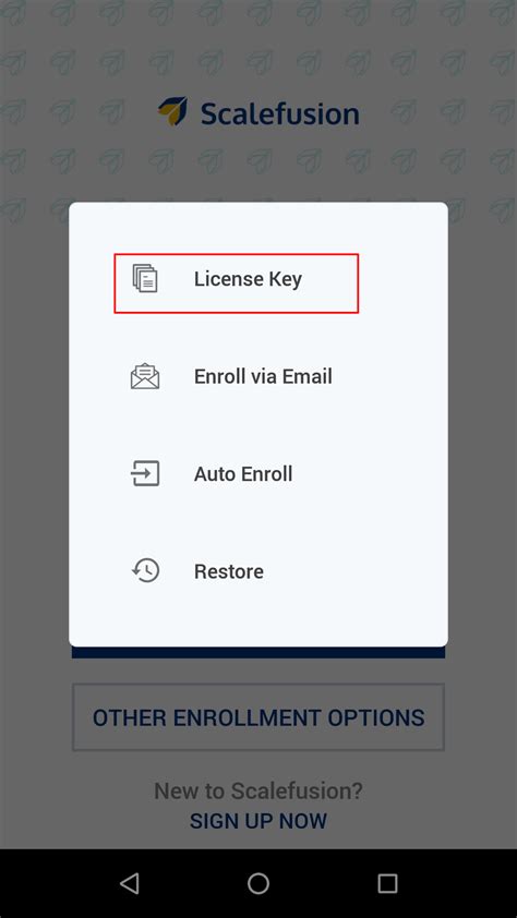 Enroll Using License Key