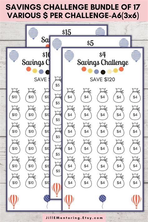 A6 Savings Challenge Printable Savings Challenge Bundle A6 Sized Mini