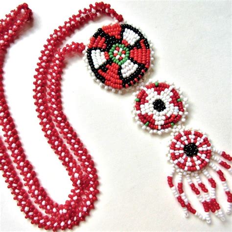 Native American Indian Seed Bead Medallion Necklaces Etsy