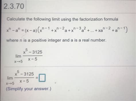 Solved Calculate The Following Limit Using The Chegg
