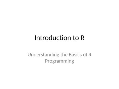 Introduction To R Software Powerpoint Xx Ppt