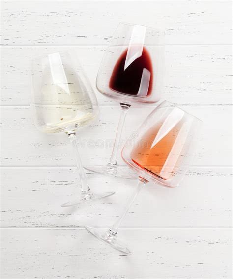 Various Wine Glasses Stock Image Image Of Table Wooden 152666137