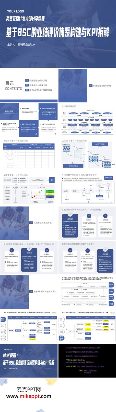 基于BSC的业绩评价体系构建与KPI拆解分析PPT 麦克PPT网