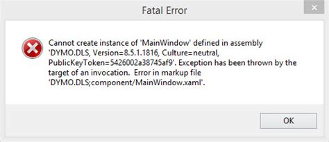 Timothy Salmon DYMO Label V 8 Fatal Error Cannot Create Instance Of