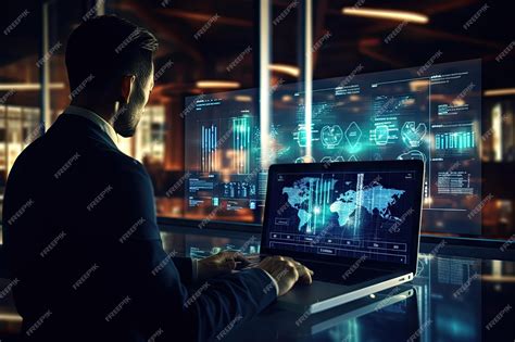 premium photo cybersecurity analyst monitoring data on multiple