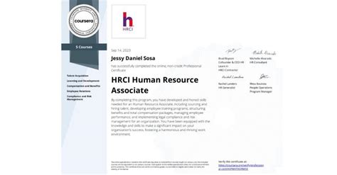 Jessy Sosa On Linkedin Completion Certificate For Hrci Human Resource Associate