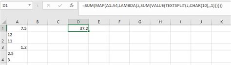 Excel Sum Values Of A Mixed Column With Line Broken Cells And Single