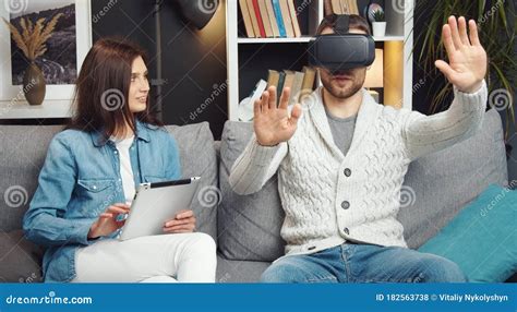 Couple Having Fun With VR Headset Stock Photo Image Of Female Tablet