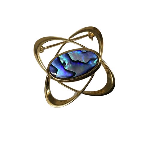 Paua Shell With Gold Tone Brooch S