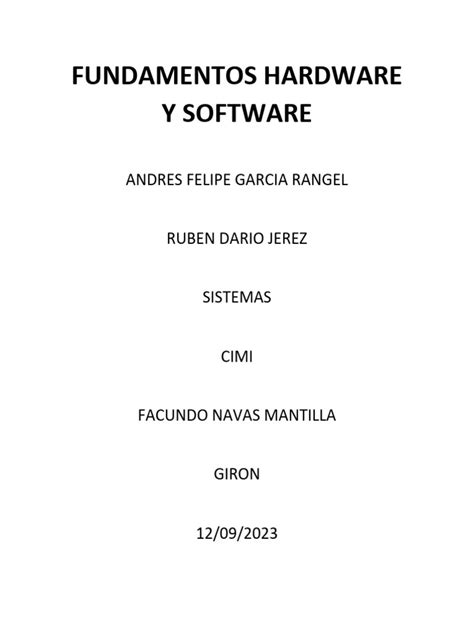 Fundamentos Hardware Y Software Pdf Hardware De La Computadora