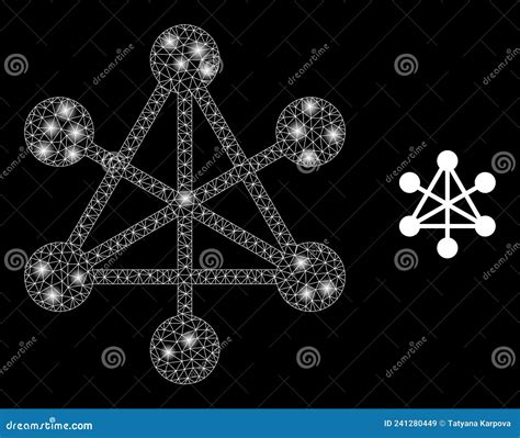 Network Nodes Icon Polygonal Mesh With Light Spots Stock Vector Illustration Of Structure