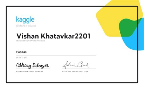 Vishan Khatavkar On Linkedin Ive Completed The Pandas Course On Kaggle