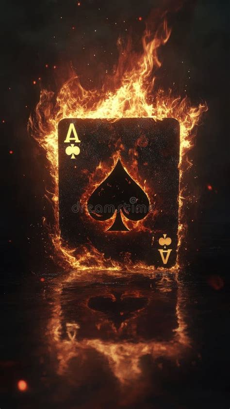 Ace Of Clubs Card Engulfed In Fiery Flames Stock Image Image Of Blackjack Intense 347516781