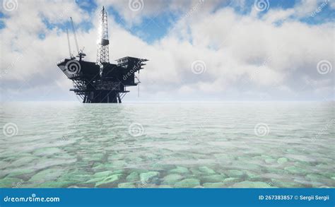 Large Pacific Ocean Offshore Oil Rig Drilling Platform Stock Image
