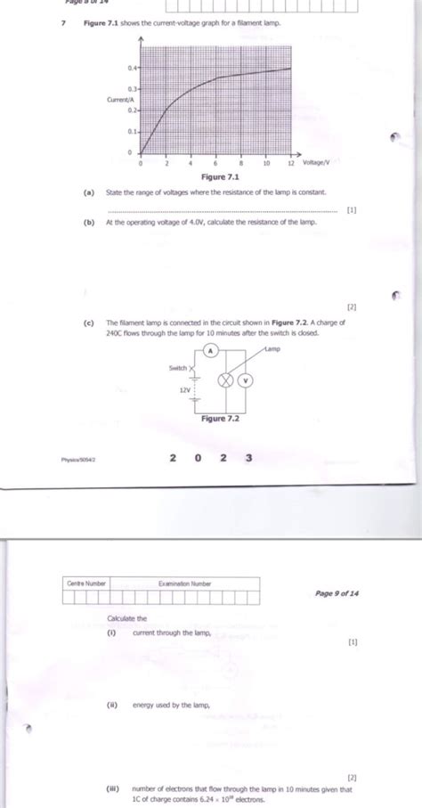 Figure 71 Shows The Current Voltage Graph For A Filament Lamp A Stat