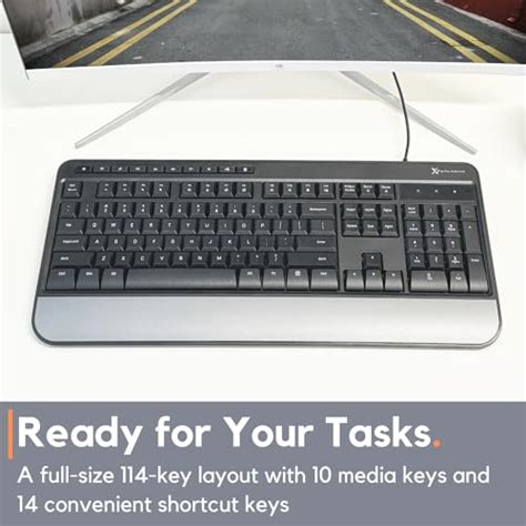 X9 Performance Ergonomic Usb Wired Keyboard With Media Palm Rest
