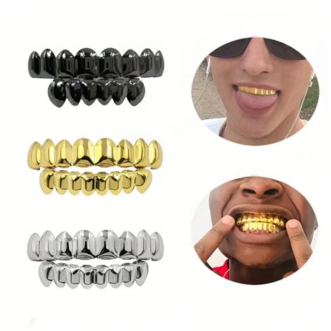 Classic Fashion 6 Teeth Grillz Hip Hop 14k Gold Plated Tooth Caps Decor