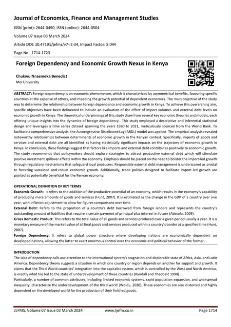 Pdf Foreign Dependency And Economic Growth Nexus In Kenya