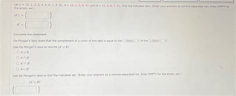 Solved Let U 0 1 2 3 4 5 6 7 8 9 A 0 1 2 6 9 And Chegg