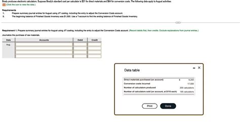 Brady Produces Electronic Calculators Suppose Bradys Standard Cost Per Calculator Is 21 For