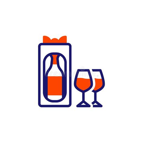 Wine T Box And Glasses Line Icon Stock Vector Illustration Of Line Graphics 193703499