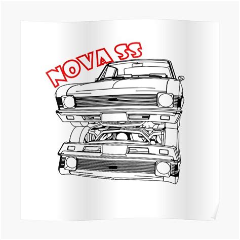 Chevy Nova Ss Car Sketch Poster For Sale By Mrinkpen Redbubble